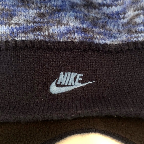Nike | Accessories | Authentic Nike Girls Navy And Multi Blue Knit Cap ...